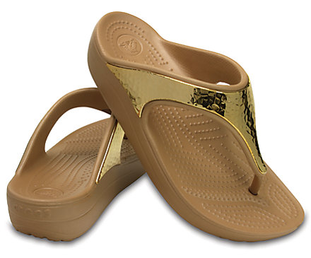 Crocs Schuhe Damen gold metallic