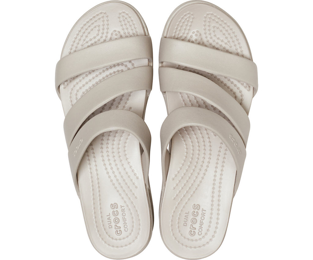 Crocs Damen Monterey Strappy Wedge platinum