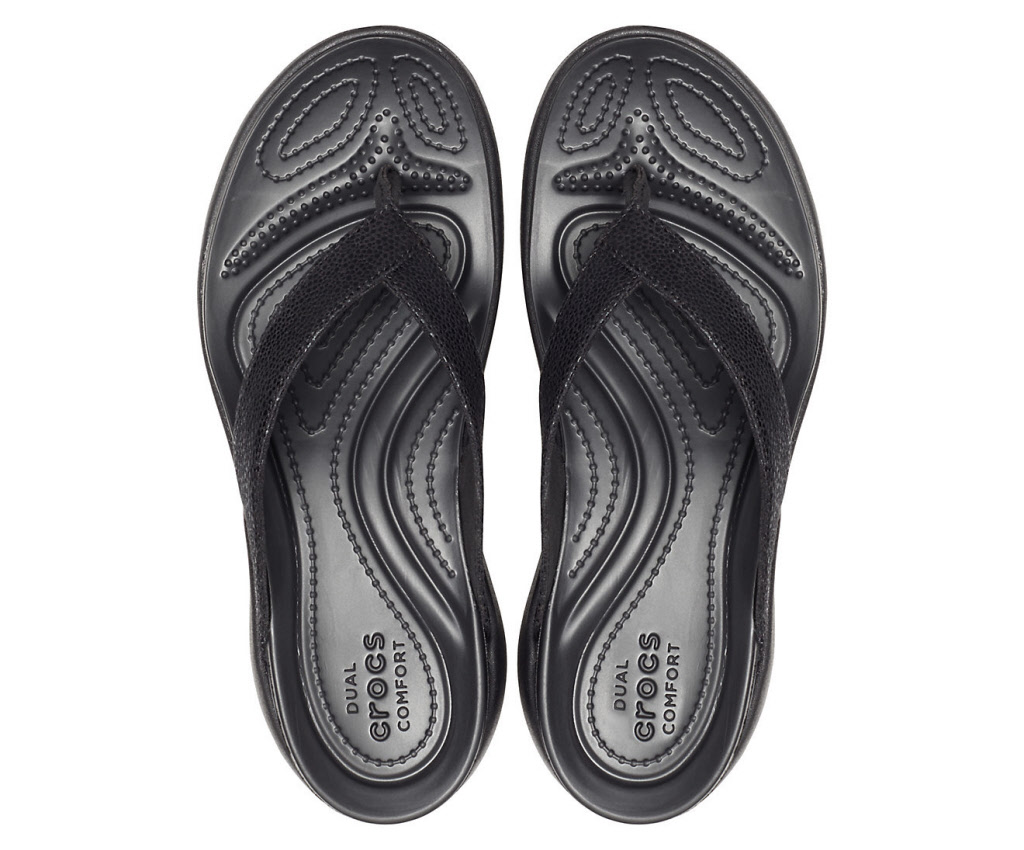 Crocs Schuhe Damen Capri Metallic Wedge Flip black